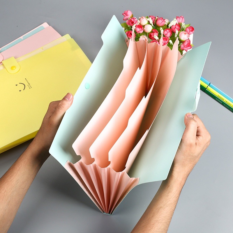 A4 Organ Folder 5 Bags Plastic Expansion File Manager Storage Envelope ...