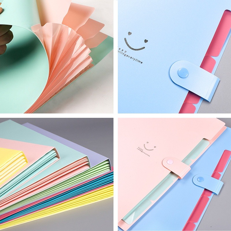 A4 Organ Folder 5 Bags Plastic Expansion File Manager Storage Envelope ...