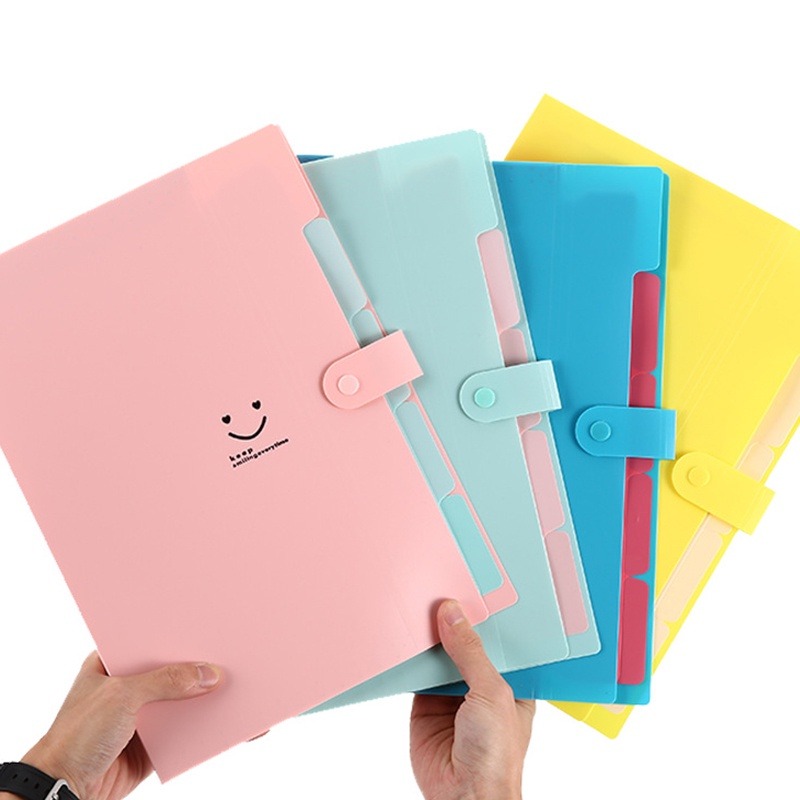 A4 Organ Folder 5 Bags Plastic Expansion File Manager Storage Envelope ...