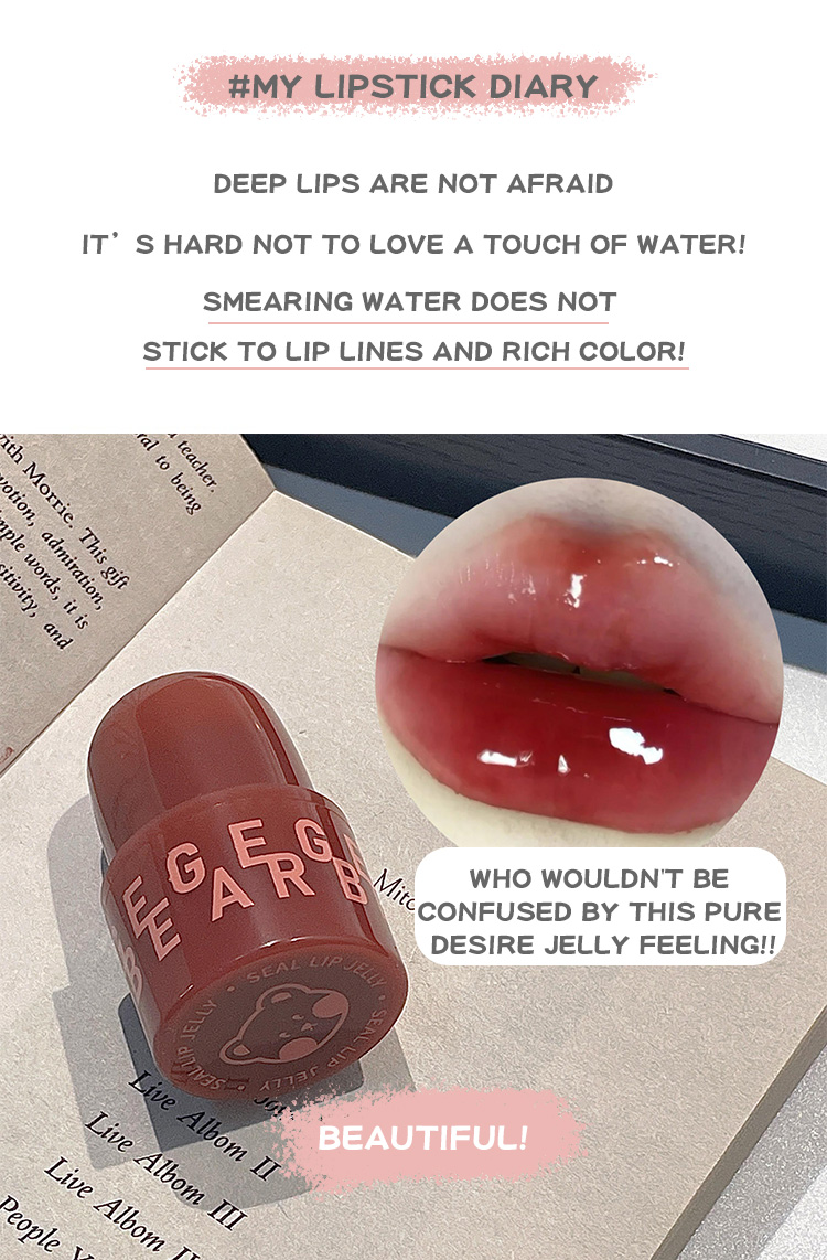 Gege bear Jelly Lip Glaze Long-lasting Makeup Waterproof Gloss Lipstick | Shopee Singapore