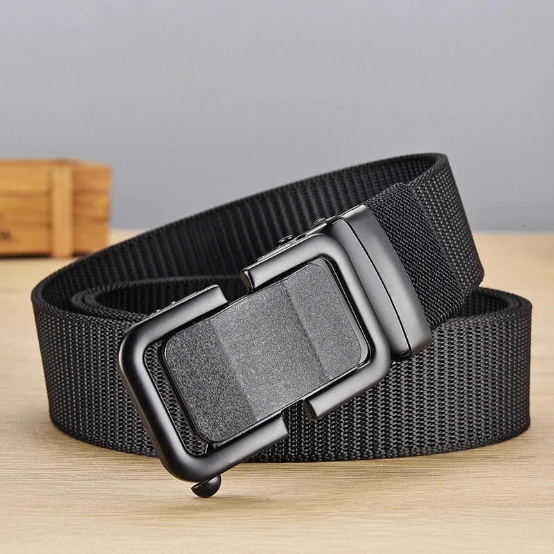 Men's Belt Automatic Metal Buckle Imitation Nylon Webbing Outdoor Work ...