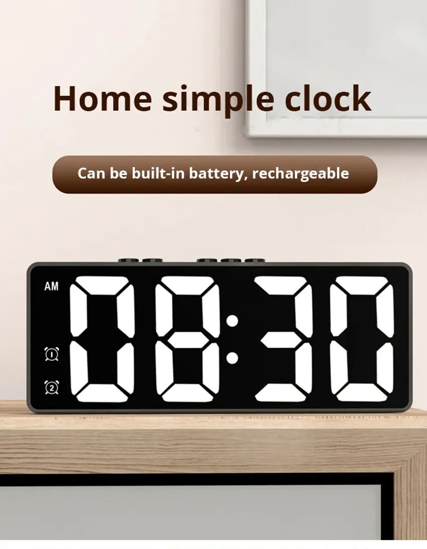 LED Mirror Digital Alarm Clock with Snooze Time Display for Desktop ...