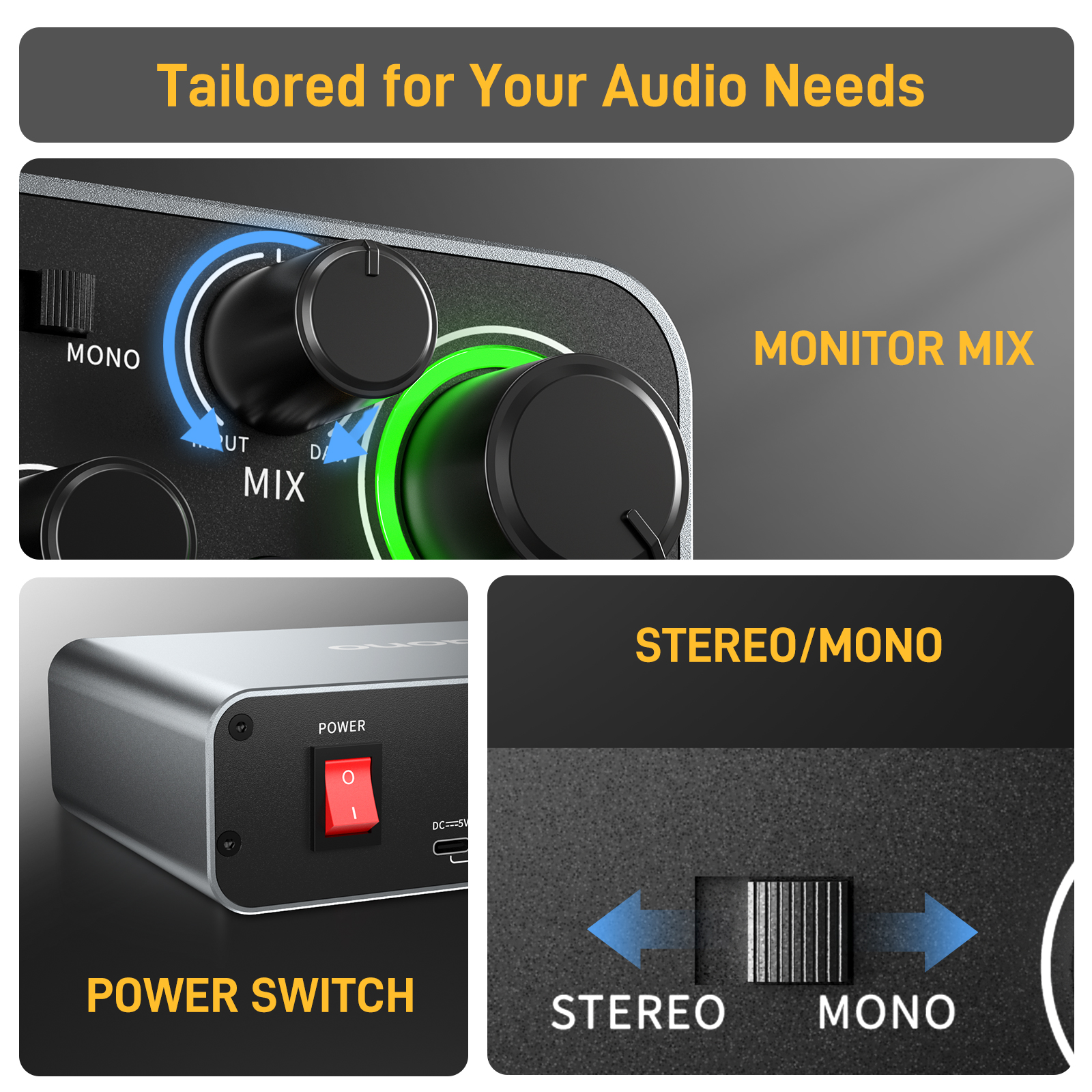 Maono PS22 Professional Audio Interface 24bit/192kHz Dual USB interface ...