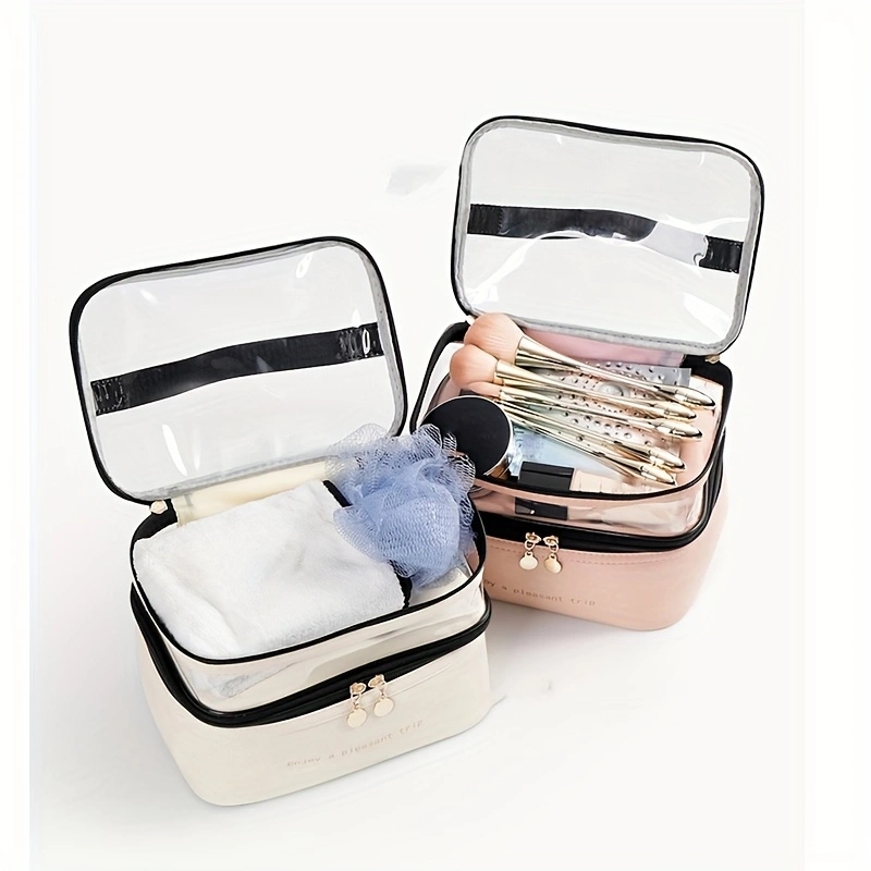Double Cosmetic Bag Portable Large-Capacity Multi-Function Multi-Layer ...