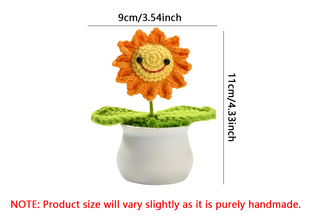 1pc Fabric Artificial Potted Plant,Handmade Crocheted Smiling Face ...