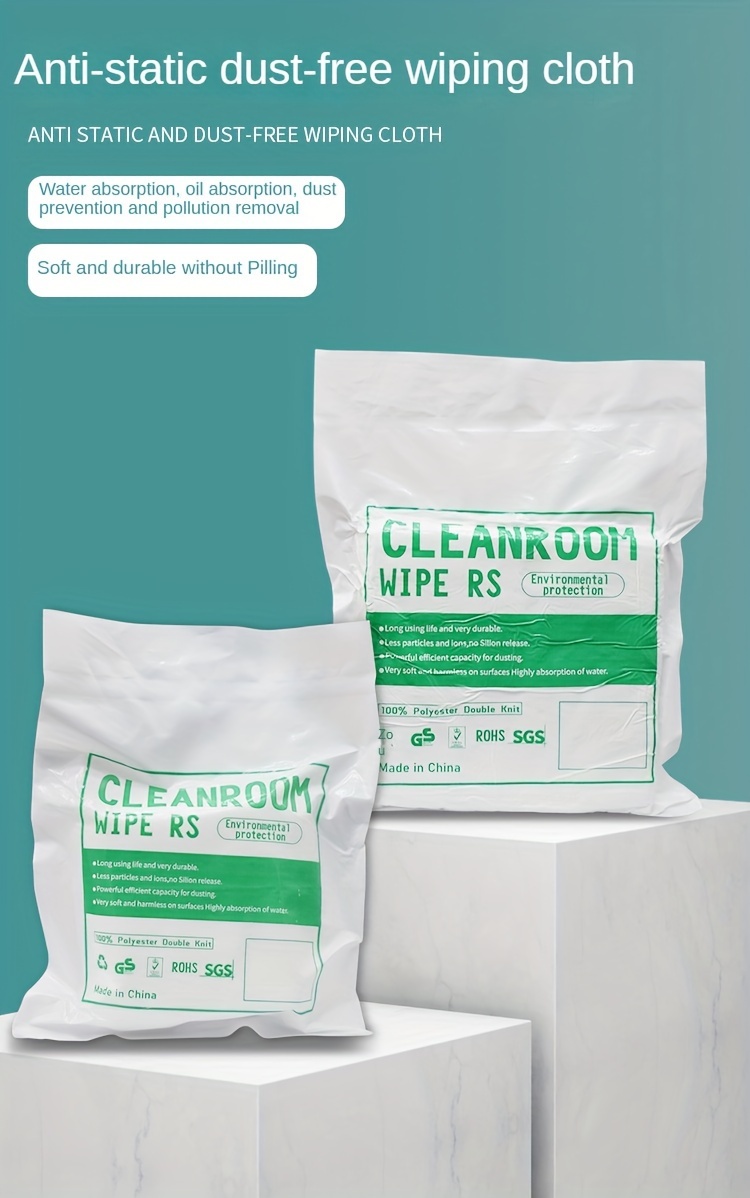 4"x4" 6"x6" 9"x9" Ultra-soft Cleanroom Wipes Cloth Double Knit 100% ...