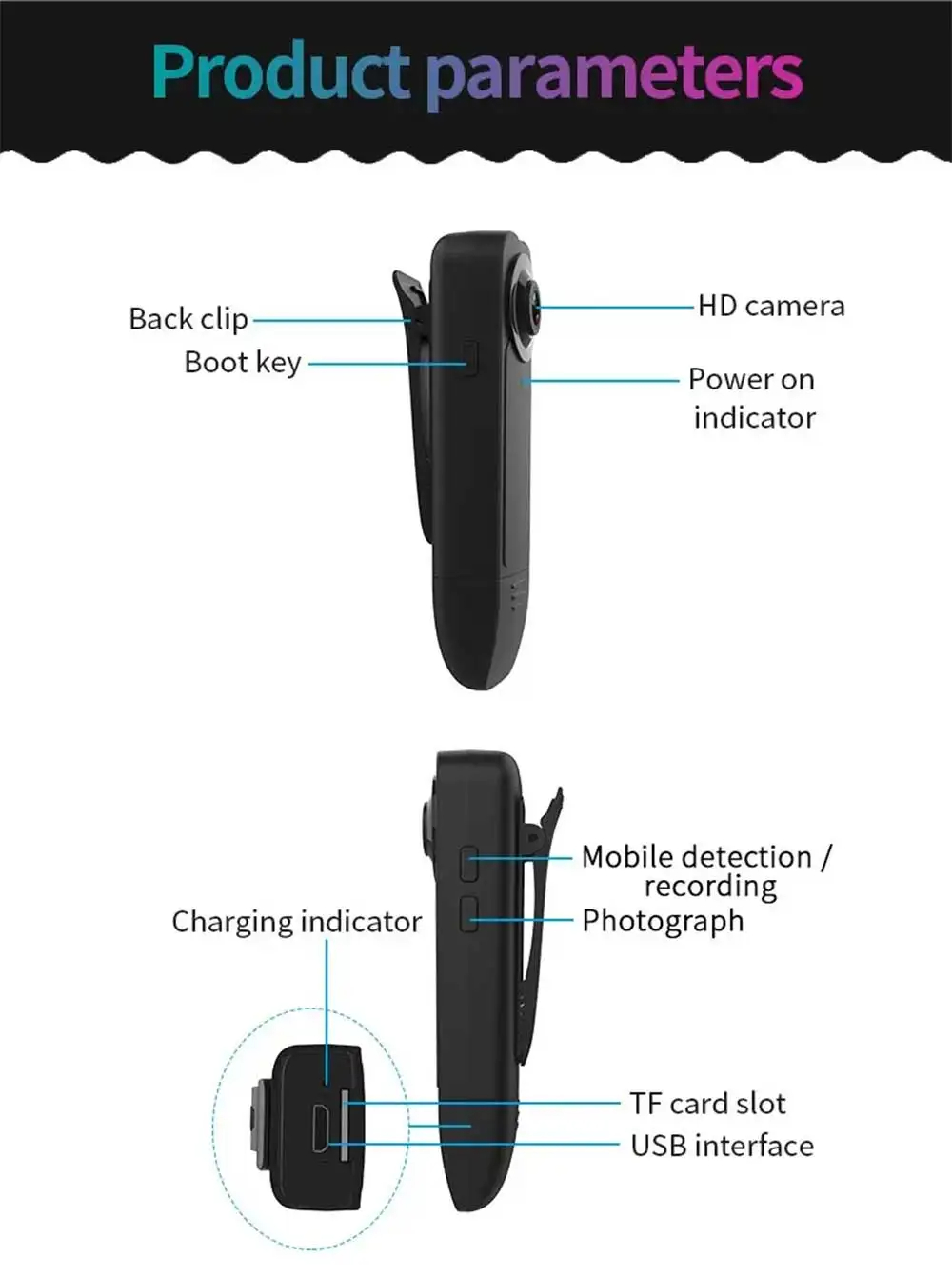 1080P Mini Body Camera with Upgraded Clip Small Personal Wearable ...