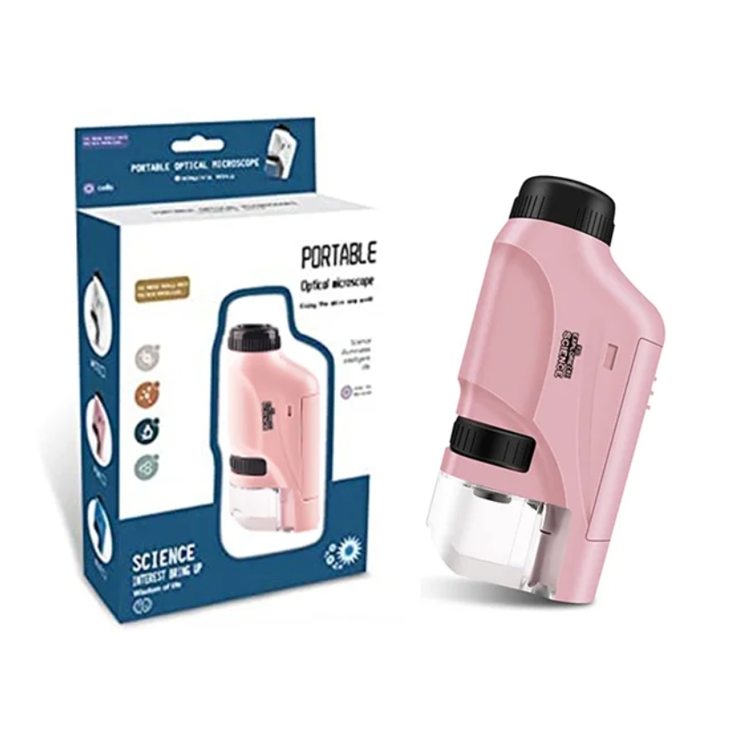 60-120X Mini Pocket Microscope for Kid Kit Laboratory Handheld ...
