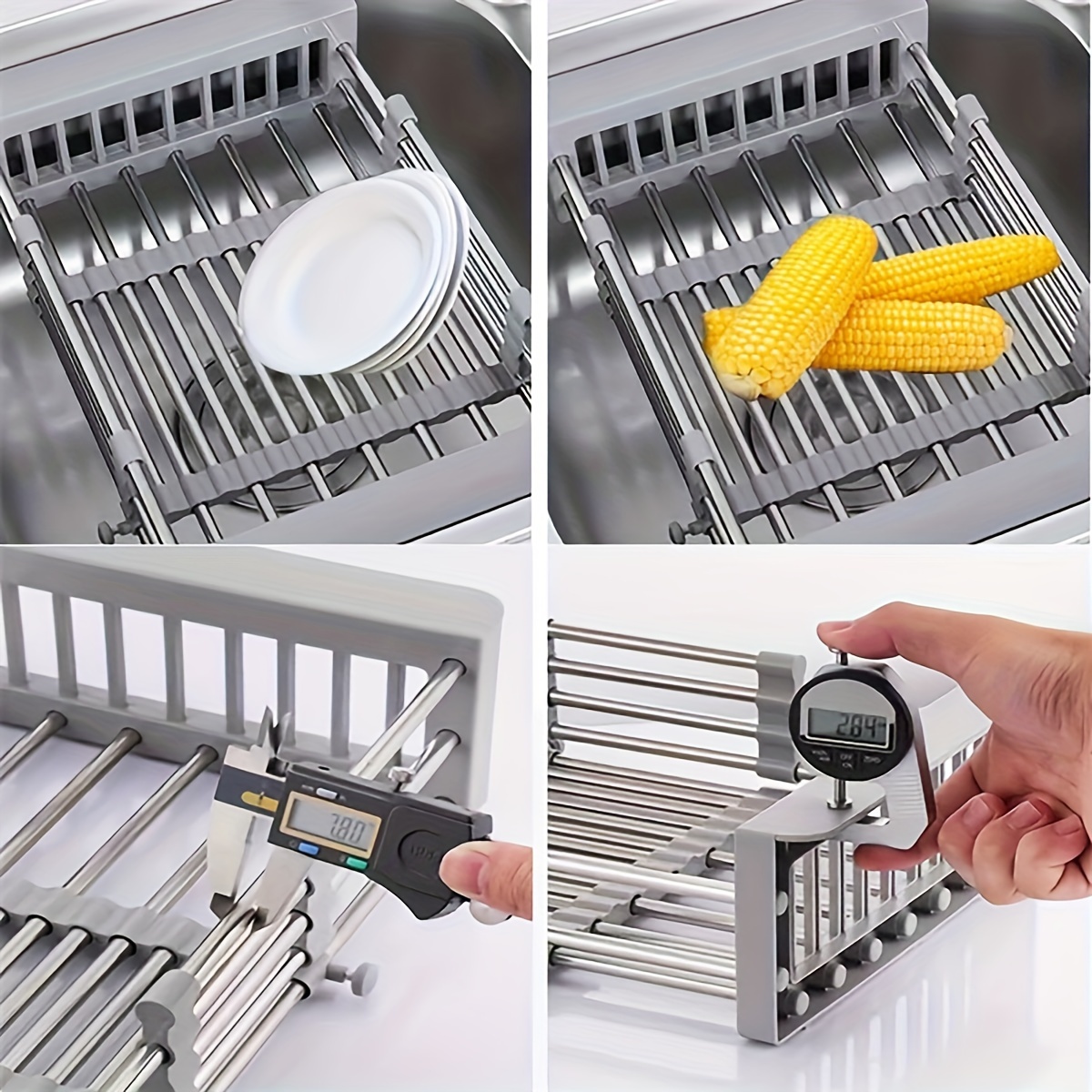 1 Pcs Kitchen Sink Retractable Drain Basket, Dish Rack, Rectangular ...