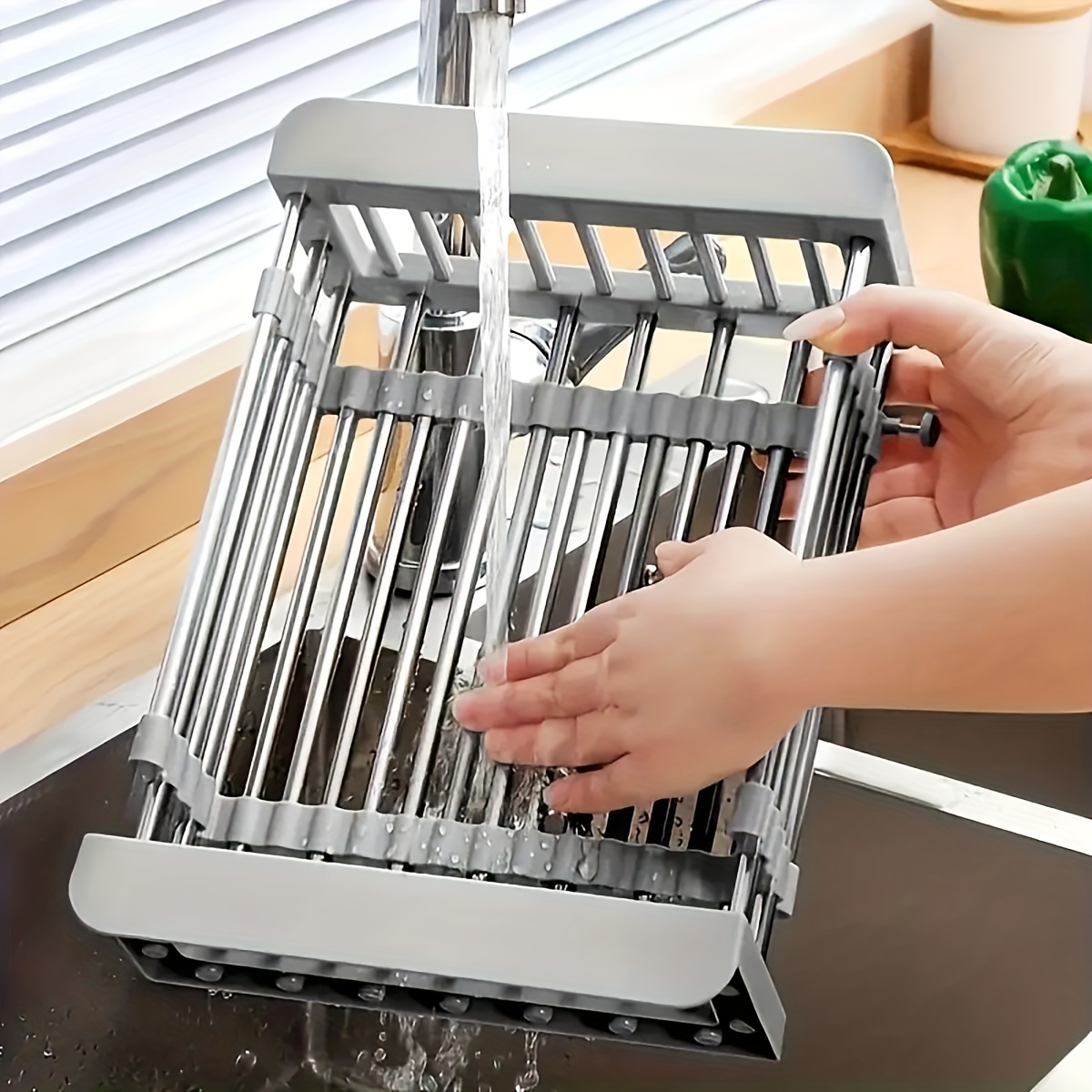 1 Pcs Kitchen Sink Retractable Drain Basket, Dish Rack, Rectangular ...