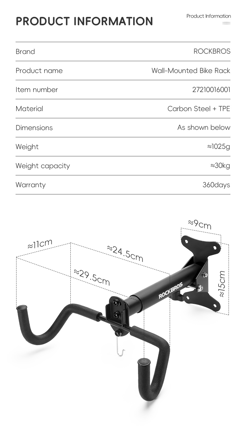 【3-day Delivery】ROCKBROS Bike Rack Carbon Steel Wall Stand MTB Road ...