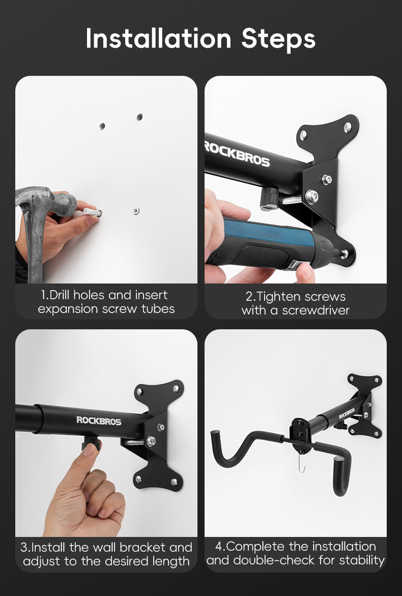 【3-day Delivery】ROCKBROS Bike Rack Carbon Steel Wall Stand MTB Road ...