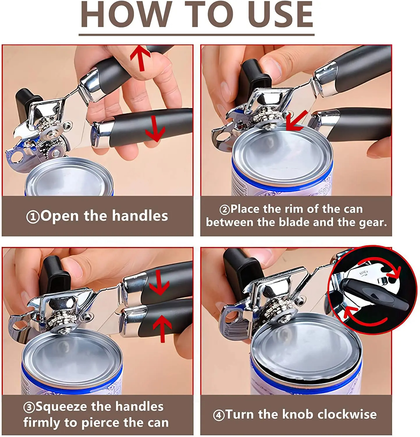 1PC Tin Manual Can Opener Multifunctional Stainless Steel Beer Grip ...