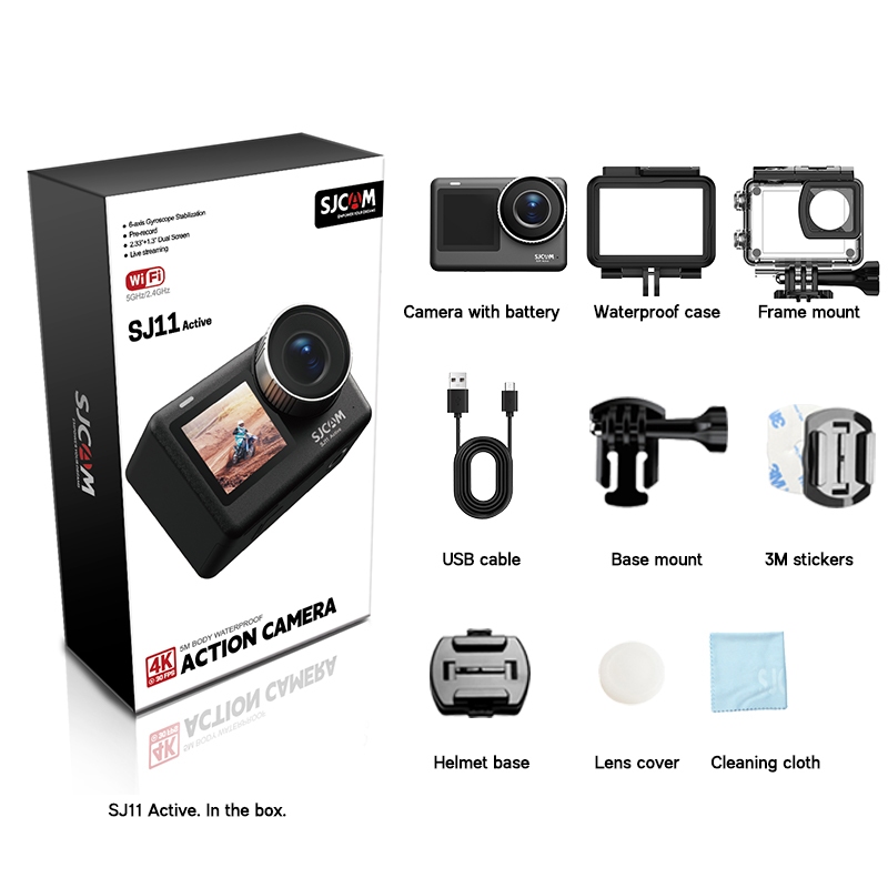 SJCAM SJ11 Active Action Camera Dual Touch Screen 4K Ultra HD 20MP DV ...
