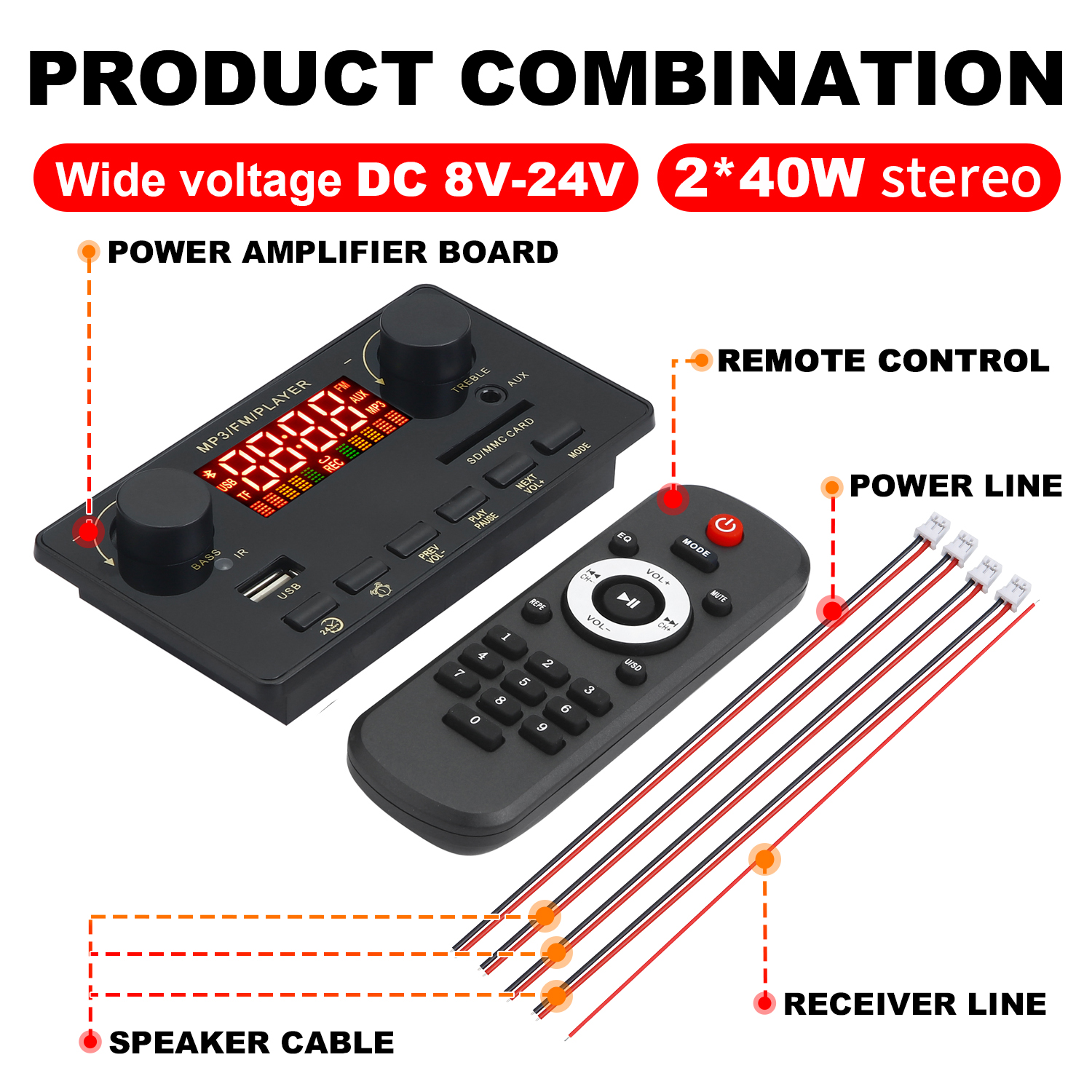 160W Amplifier Bluetooth 5.0 MP3 WMA APE Car Decoder Board, Alarm Clock ...