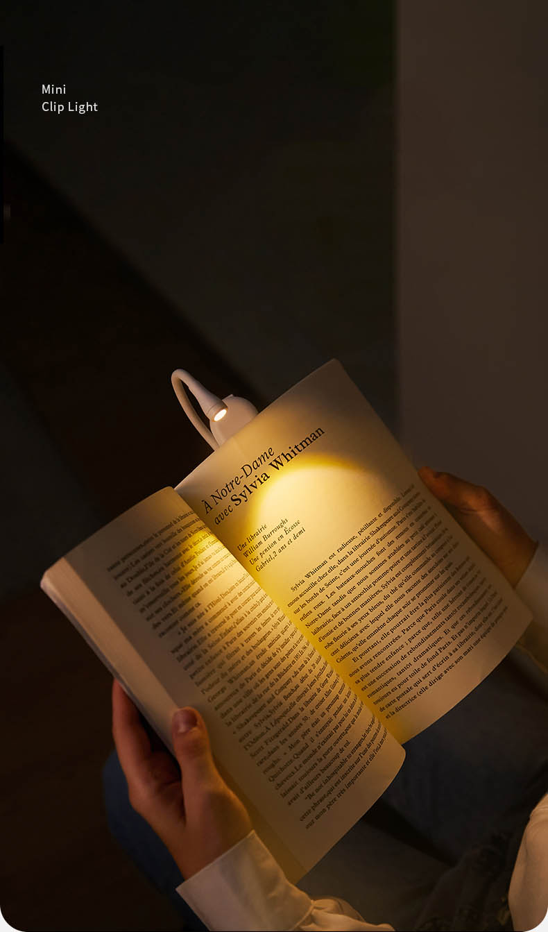 Mini LED Book Night Light Adjustable Clip 360° Flip Study Eye ...