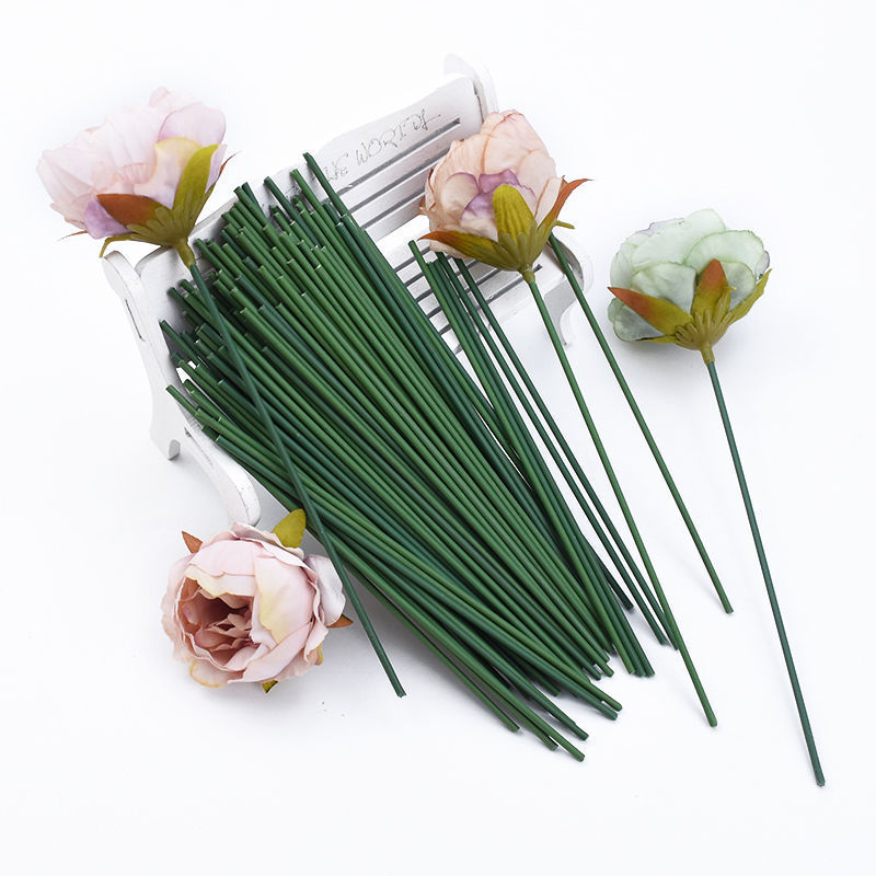 100PCS 2MM 30cm/40cm Flower Pole Simulated Bouquet Flower Stem Green ...