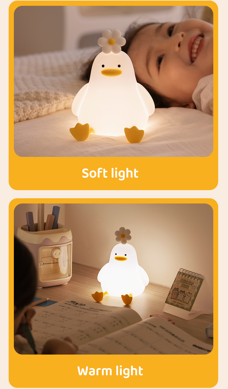 Duck Led Night Light USB Rechargeable Night lights Silicone Lamp Touch ...