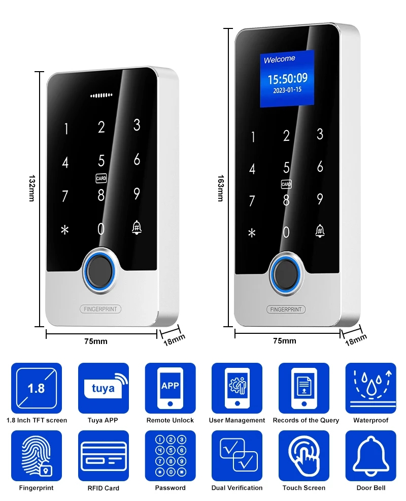 Tuya APP Door Lock Access Control System Kits With 1.77In Screen ...