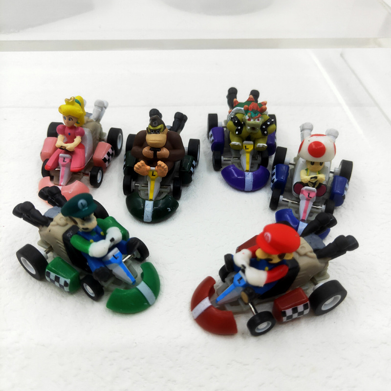 6Pcs/Set 5cm Game Super Mario Bros. Pull Back Car Mario Luigi Donkey ...