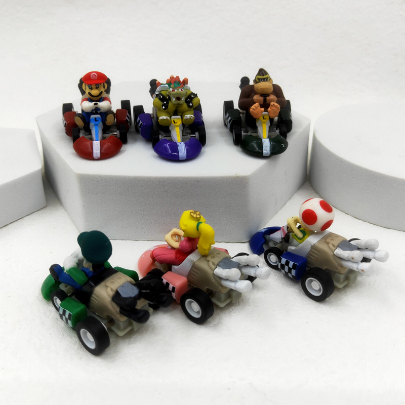 6Pcs/Set 5cm Game Super Mario Bros. Pull Back Car Mario Luigi Donkey ...