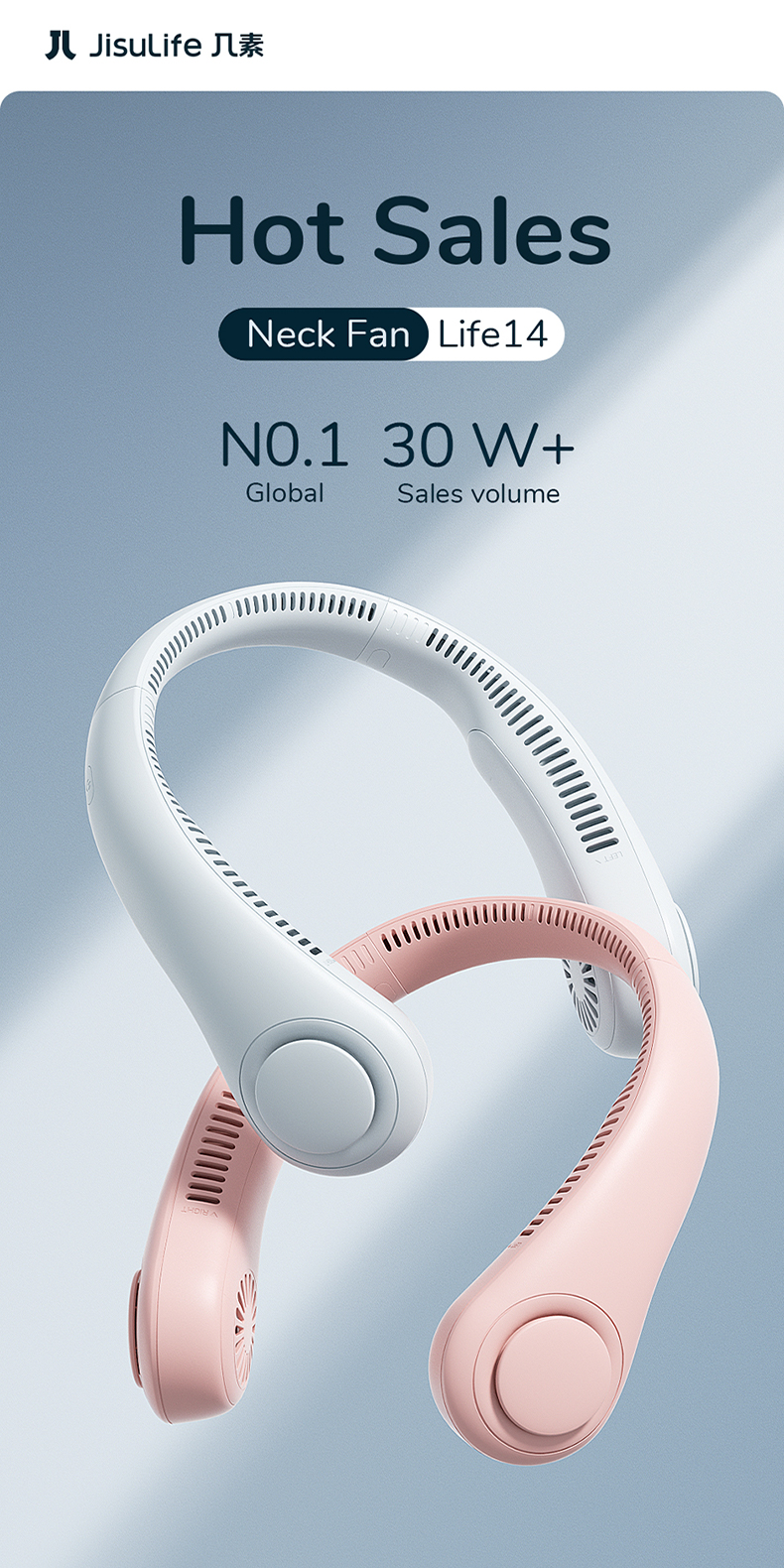JisuLife Neck Fan Life 3 Portable Leafless Cooling 3 Speeds Wind ...