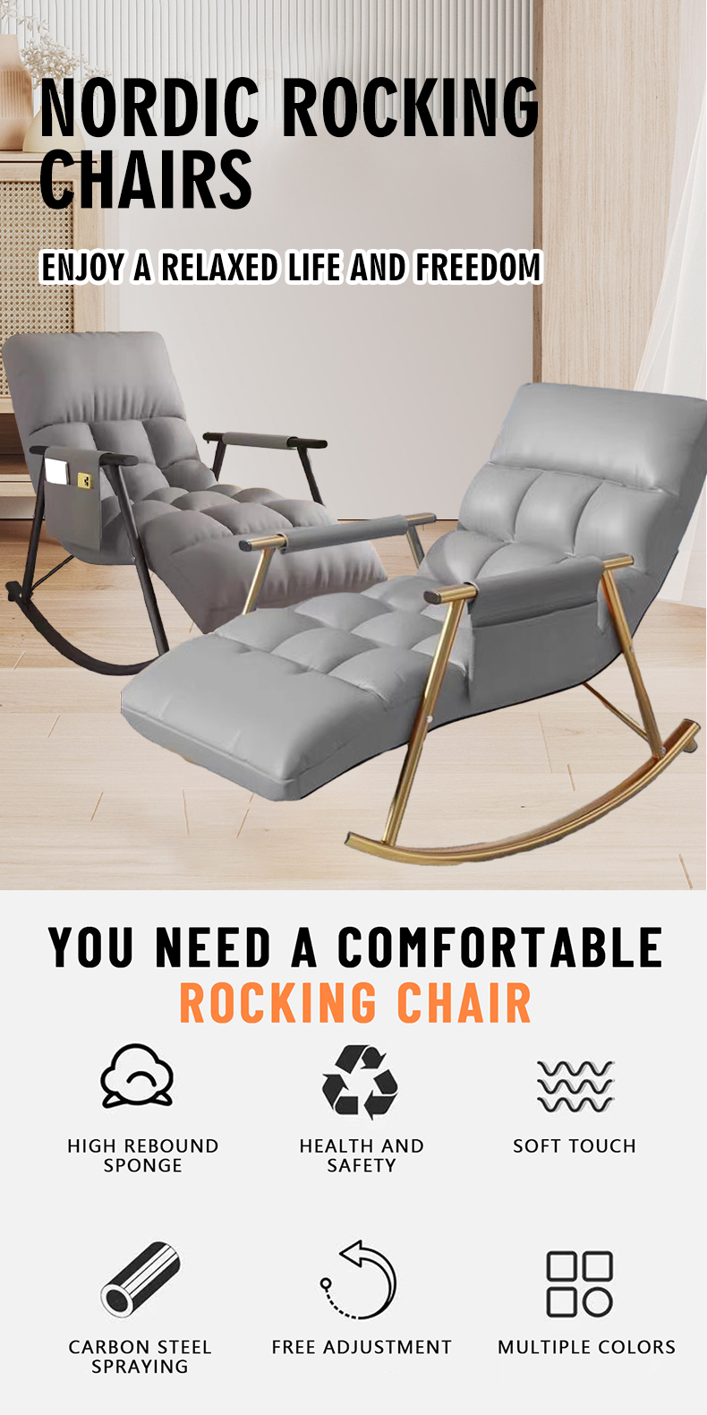🔥SG Ready Stock🔥Upgrade Lazy Rocking Sofa Chair Adult Armyest Thickened ...