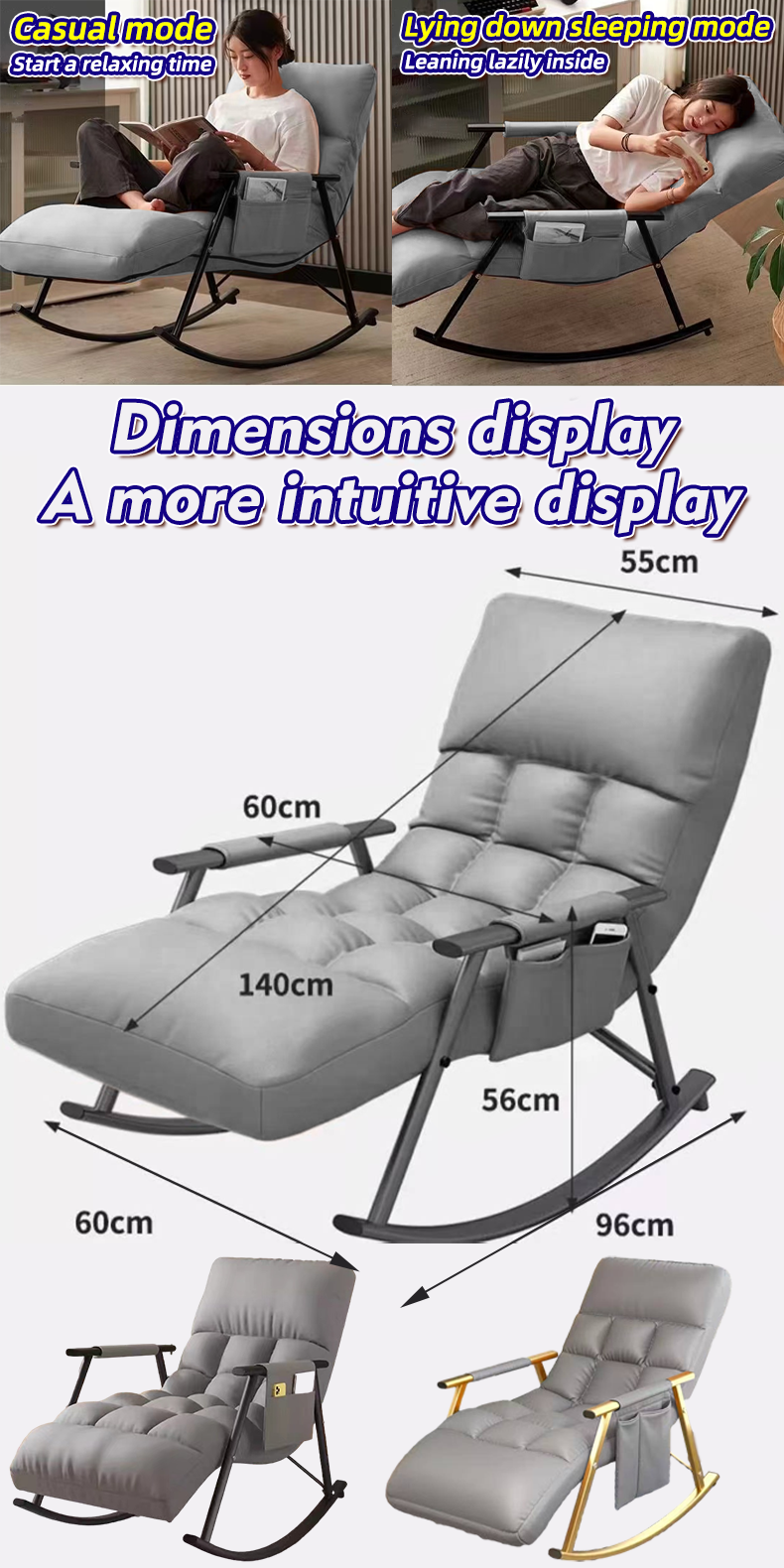🔥SG Ready Stock🔥Upgrade Lazy Rocking Sofa Chair Adult Armyest Thickened ...