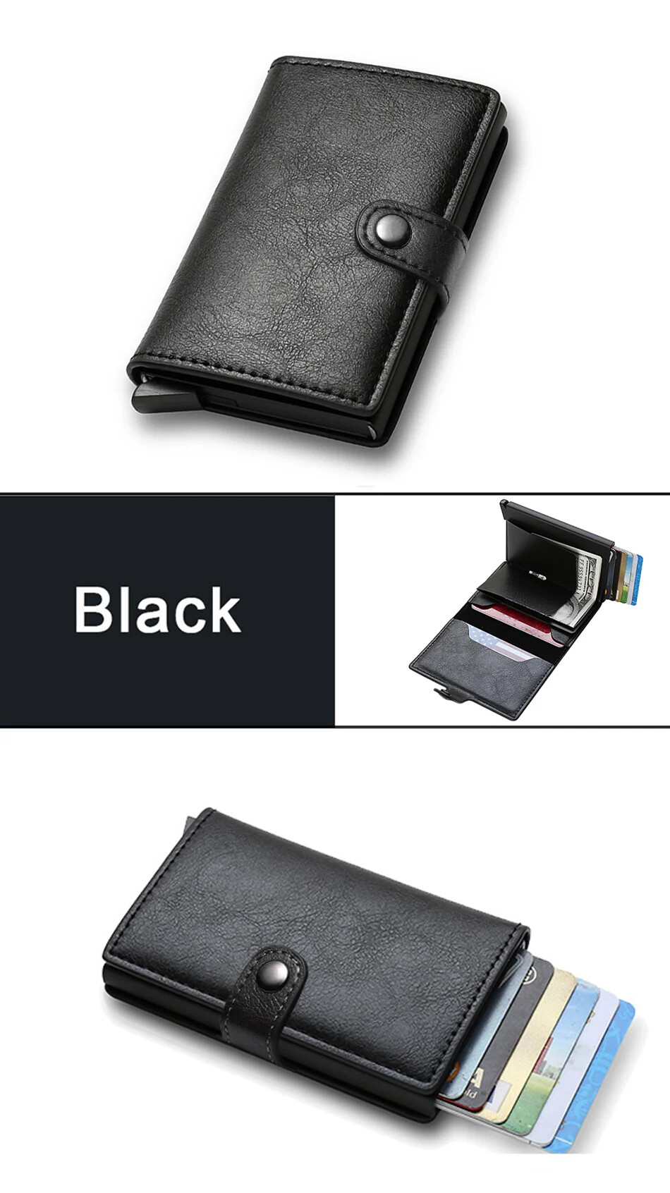 Card Holder Wallet for Men Rfid Smart Metal Thin Slim Pop Up Minimalist ...