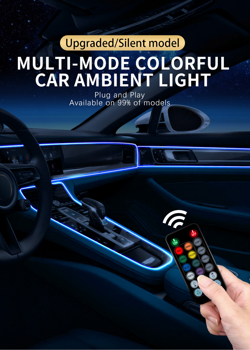 Car Ambient Light Bar Mult Modes RGB Universal LED Interior Hidden ...