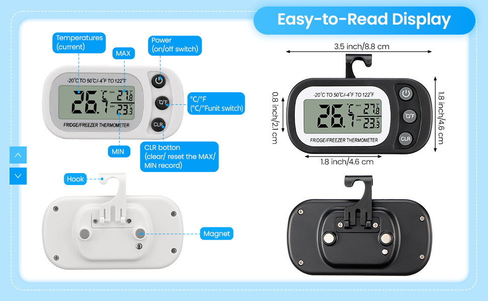 Digital Frigerator Thermometer, Waterproof Fridge and Freezer ...
