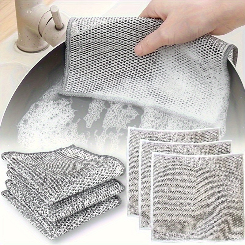Metal Wire Dish Cloth 10-Pack Non-Stick Kitchen Cleaning Cloths for ...