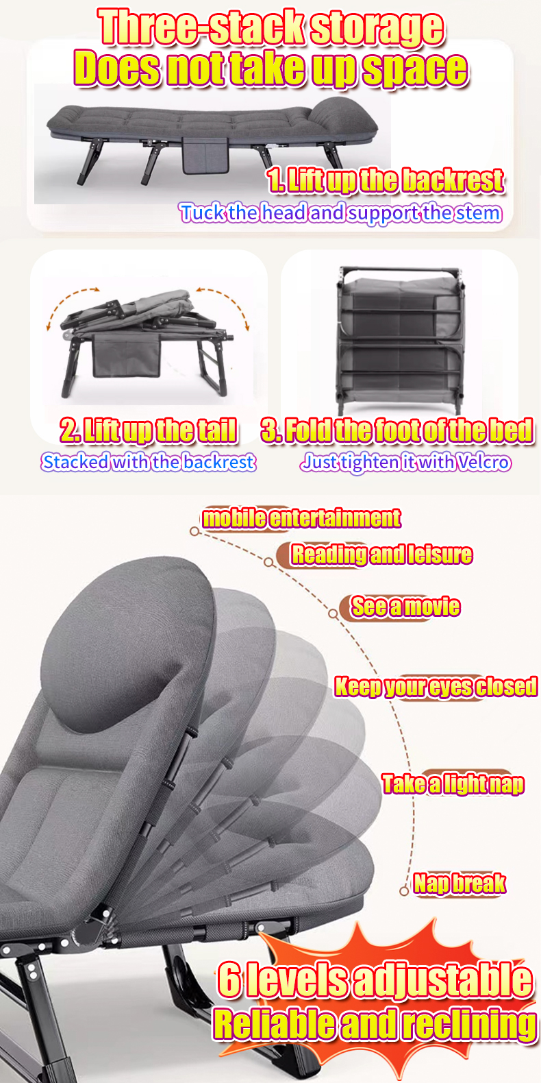 🔥SG Stock+Free10Gift🔥200cm Foldable Portable Bed Folding Camping ...