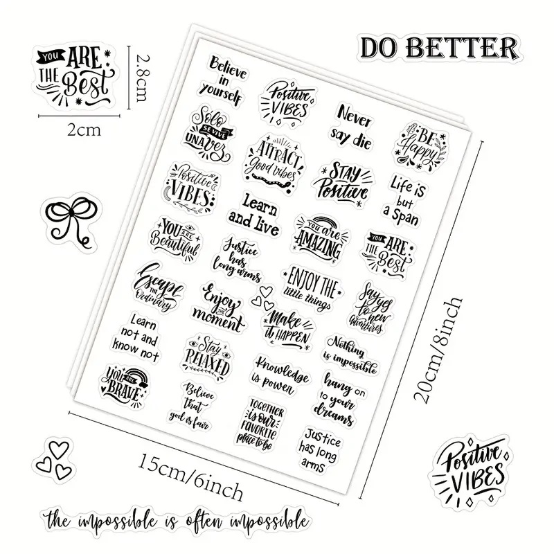 4pcs/1set of inspirational words and phrases stickers scrapbooks ...