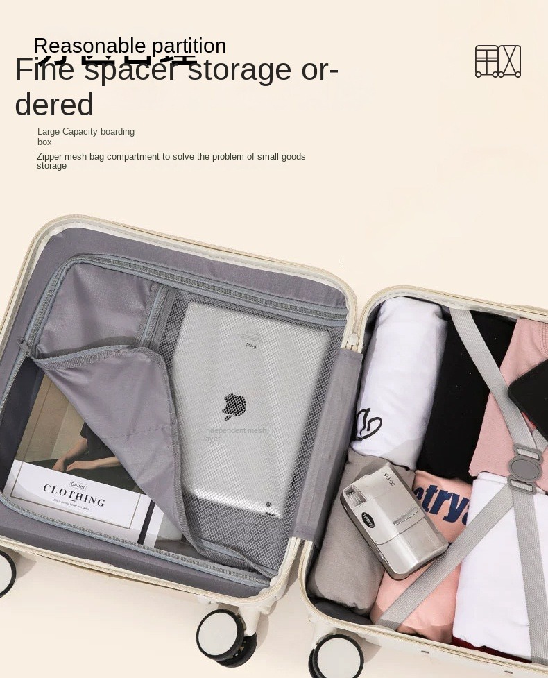 Multifunctional PC Luggage Front Open Carry On Student Luggage 18 inch ...