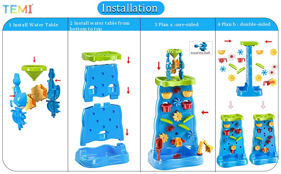 TEMI Water Table Waterfall Outdoor Toys for Kids Toddlers Boys Girls ...
