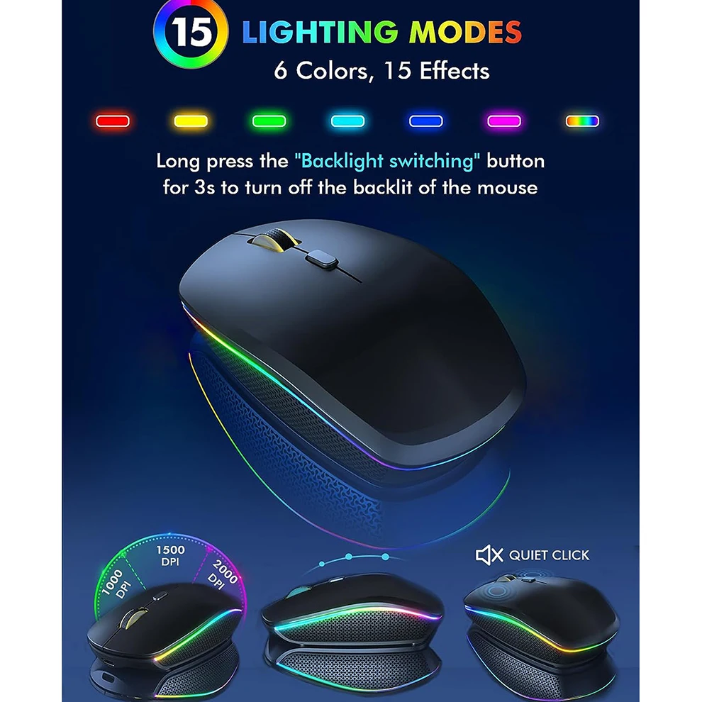 Wireless Keyboard and Mouse Combination Backlight Rechargeable Full ...