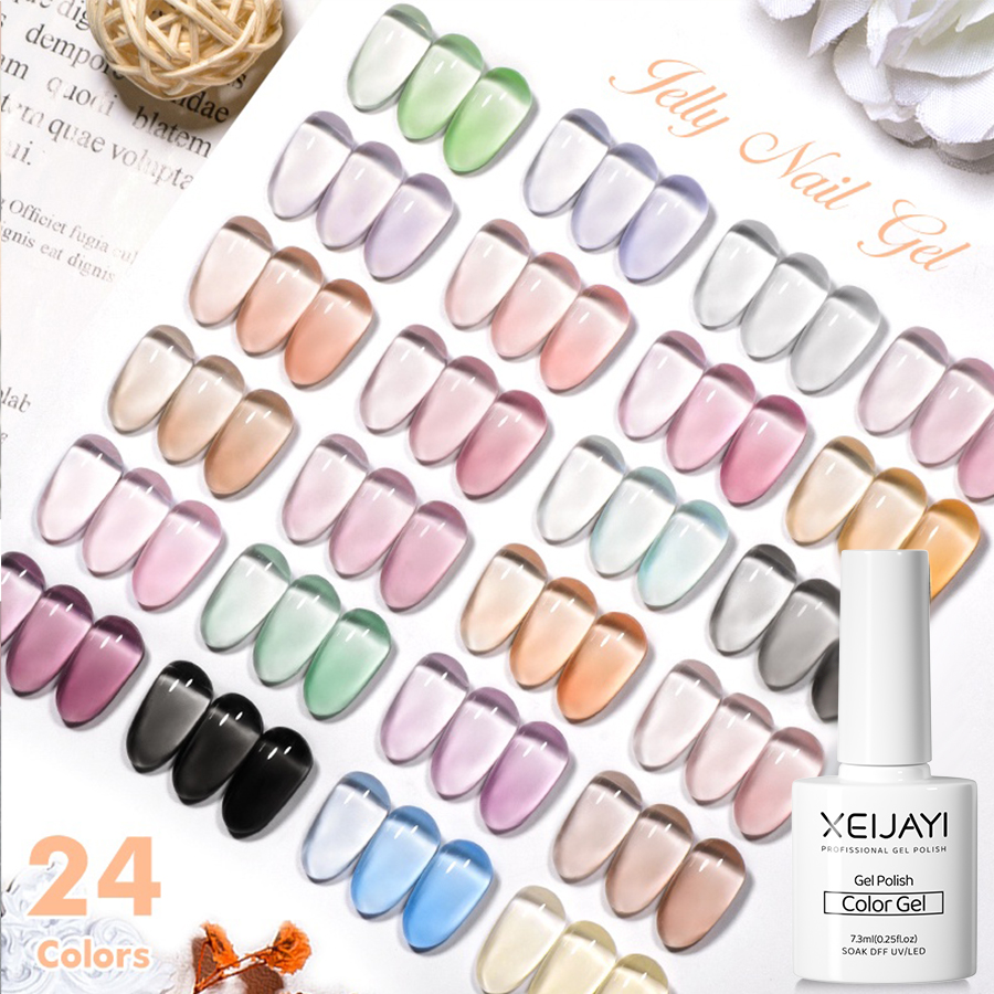 XEIJAYI 1pc 7.3ml Gel Nail Polish Ice Transparent Apricot Nail Polish ...