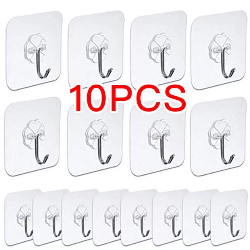 PCS 1/10Adhesive Wall Hook Reusable Anti-skid Traceless Heavy Duty ...