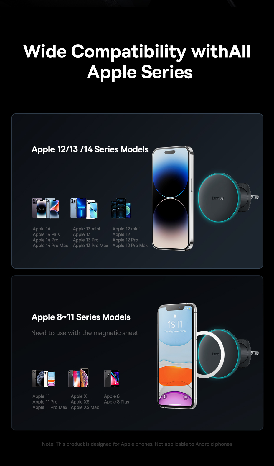 Baseus CW01 40W Magnetic Wireless Charging USB Type-C Charging Car Air ...