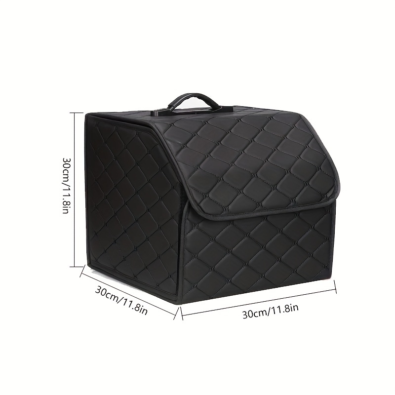 [Leather Storage Box-Black Black Line with Handle] Car Storage Storage ...
