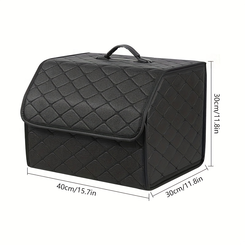 [Leather Storage Box-Black Black Line with Handle] Car Storage Storage ...