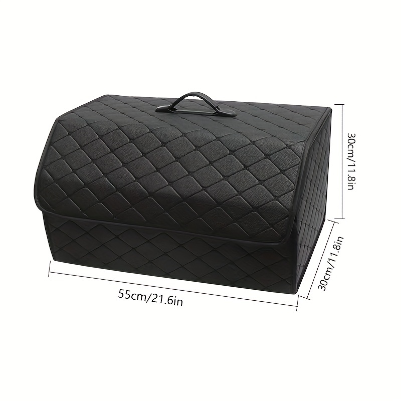 [Leather Storage Box-Black Black Line with Handle] Car Storage Storage ...