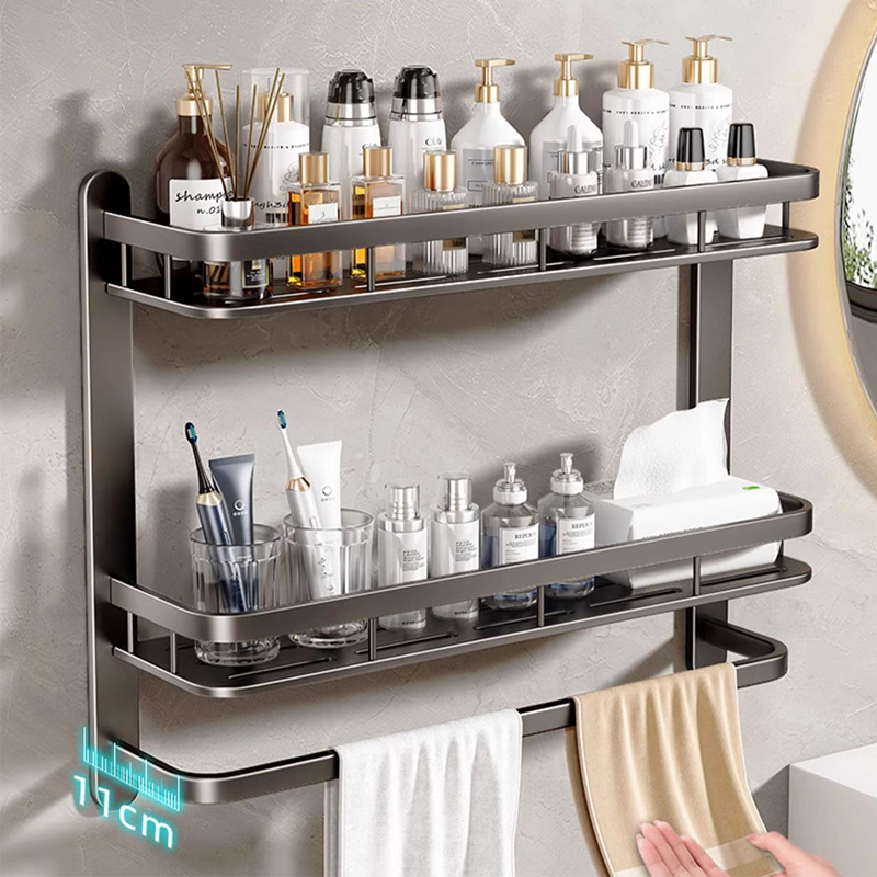Multifunctional Storage Rack No Punching Wall-mounted Bathroom Rack ...