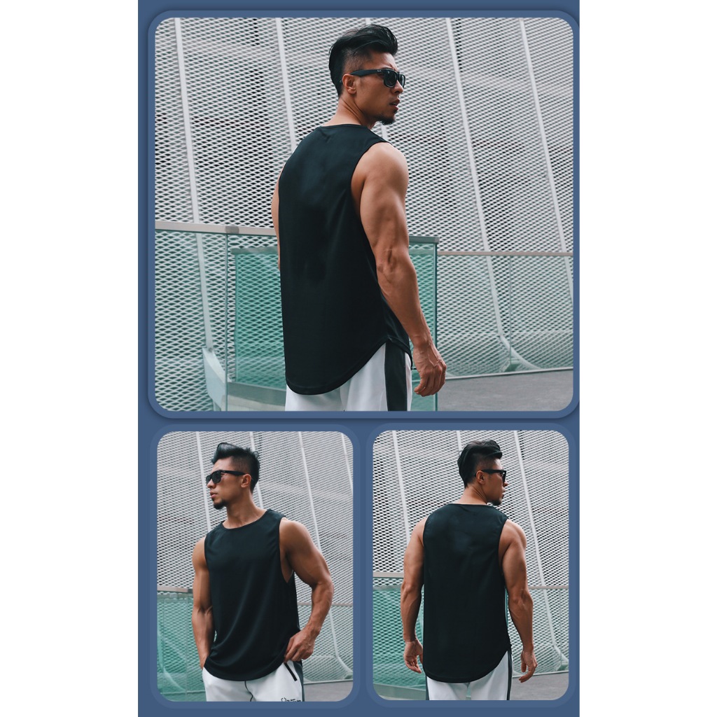 Loose fitness clothing blank sleeveless t shirt mens gym stringer tank ...