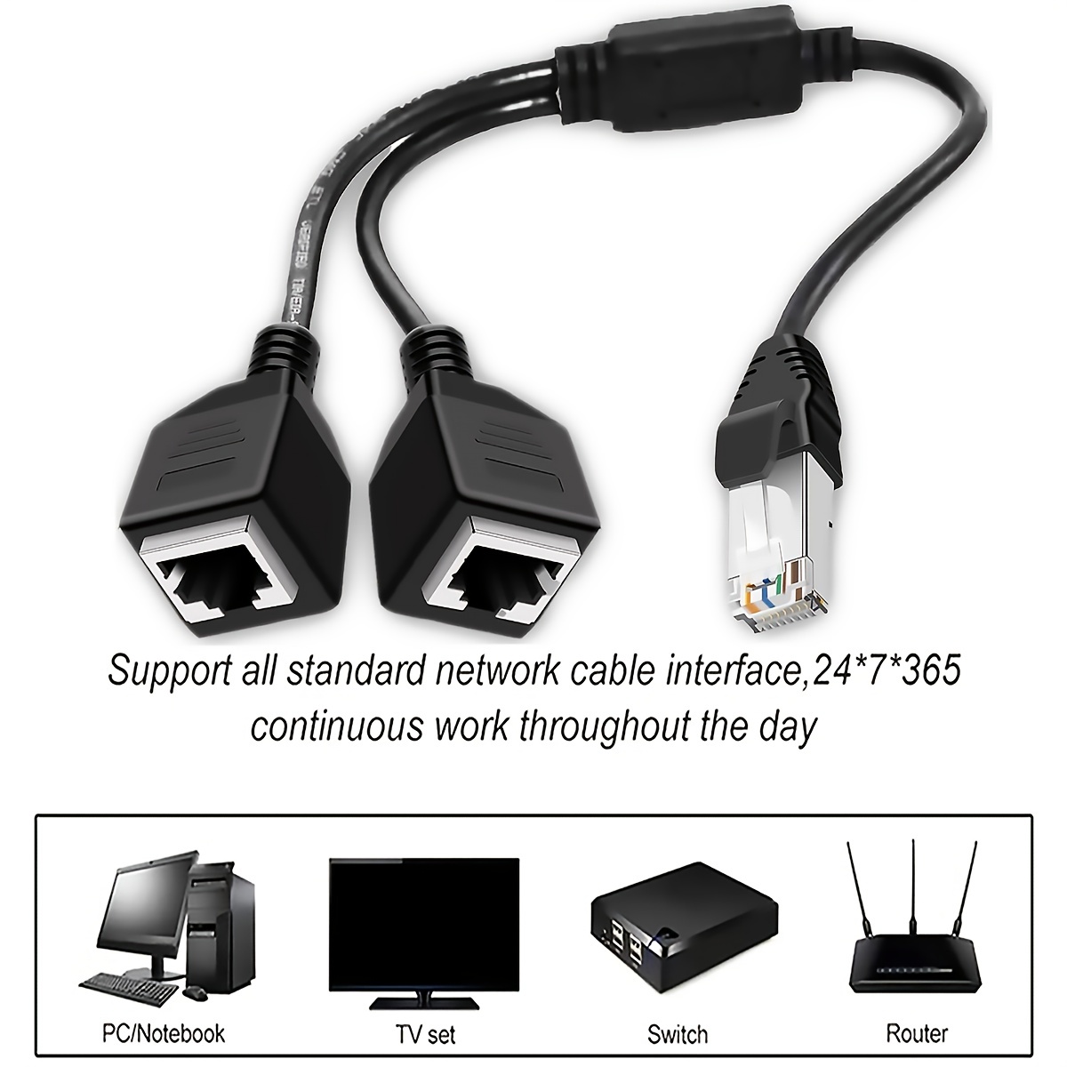 RJ45 Network 1 to 2 Port Ethernet Adapter Splitter, RJ45 1 Male to 2 ...