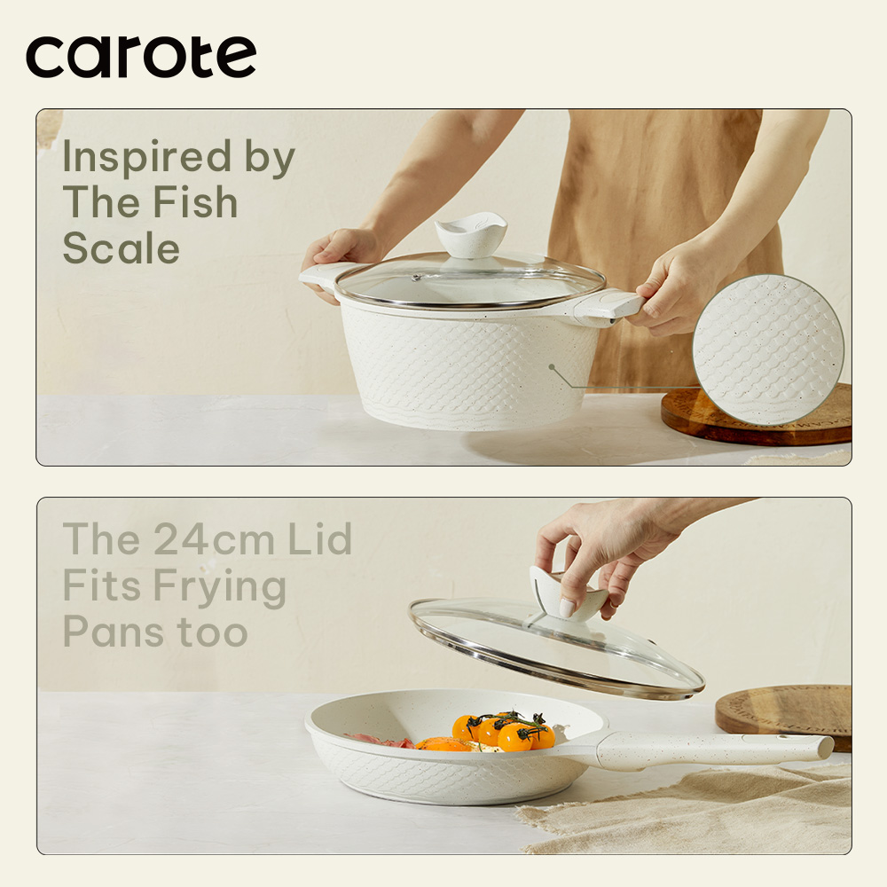 Carote Non Stick Cookware Set 7 Pcs Induction Gas Stove Easy Clean ...