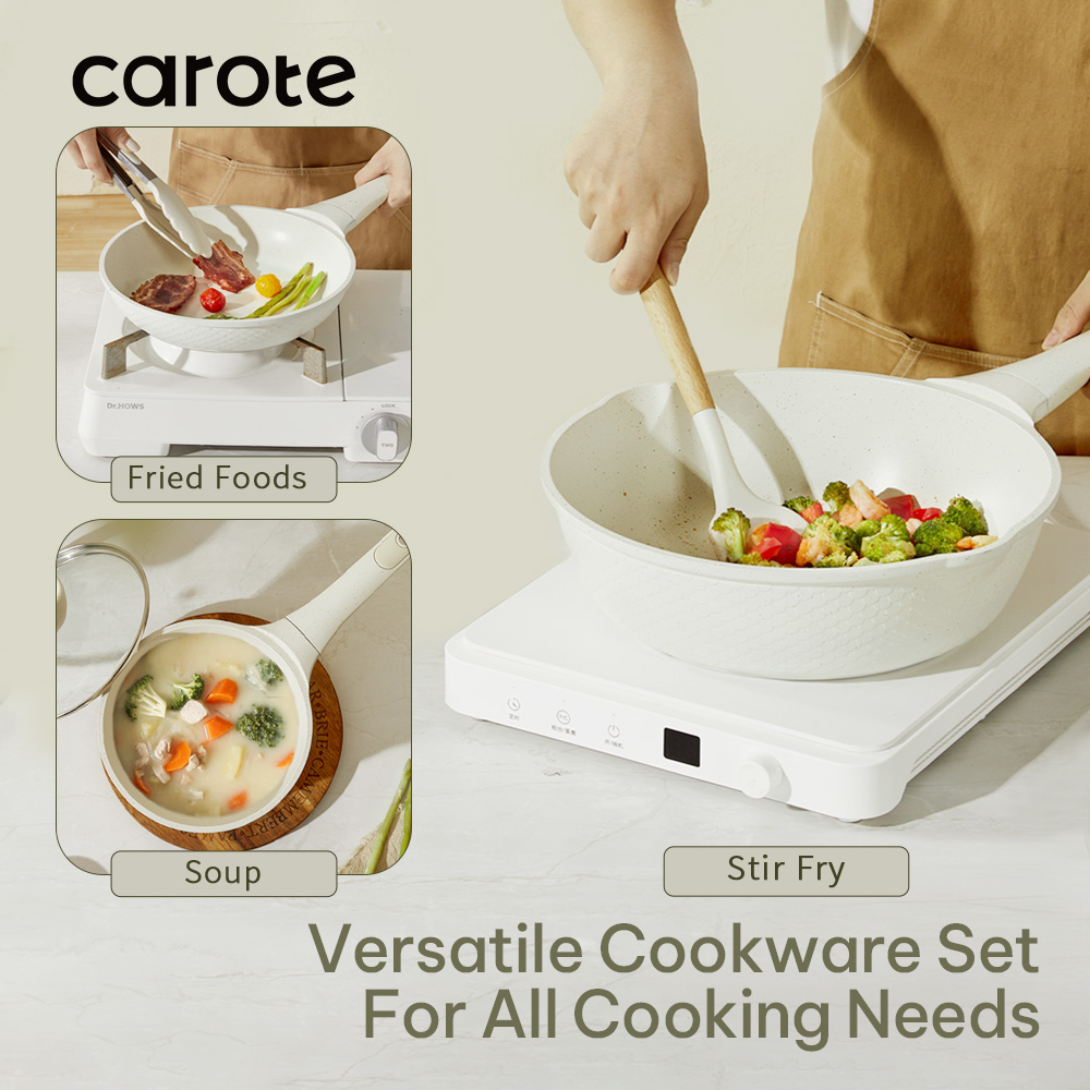 Carote Non Stick Cookware Set 7 Pcs Induction Gas Stove Easy Clean ...