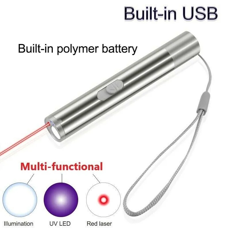 KIPRUN 3 in 1 USB Rechargeable Red Dot Laser Light Super Laser Pointer ...