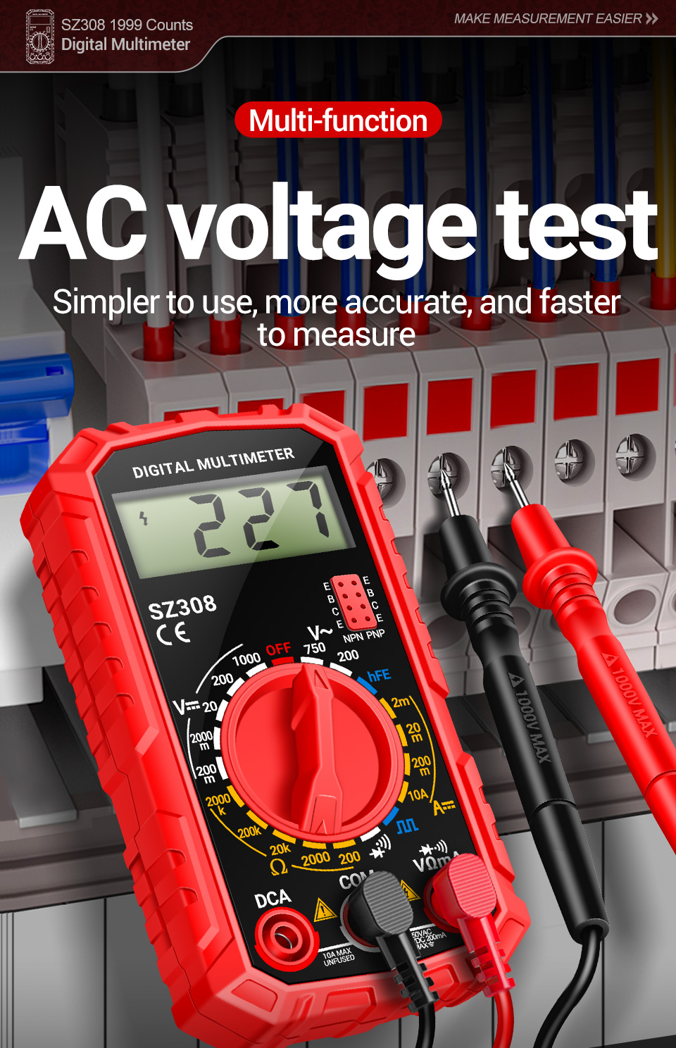 ANENG SZ308 1999 counting digital multimeter AC and DC high-precision ...